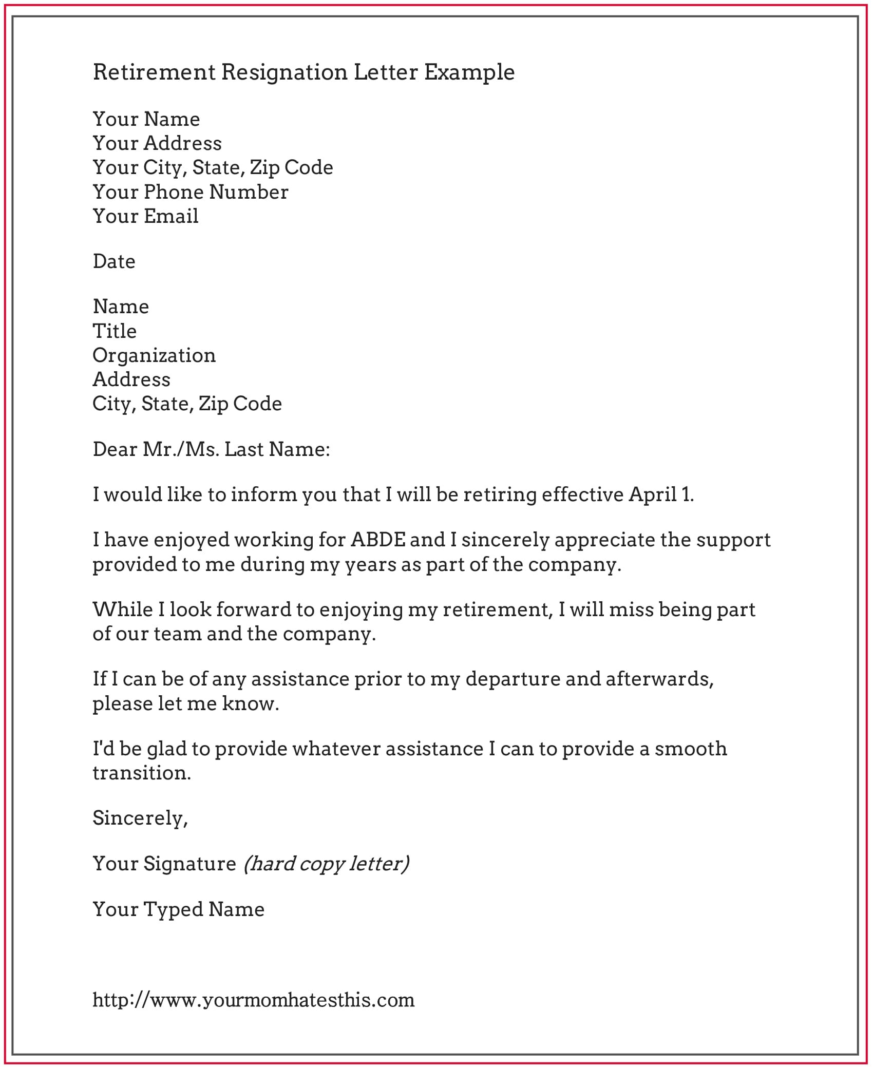 Letter Of Resignation Template Daisy Blake
