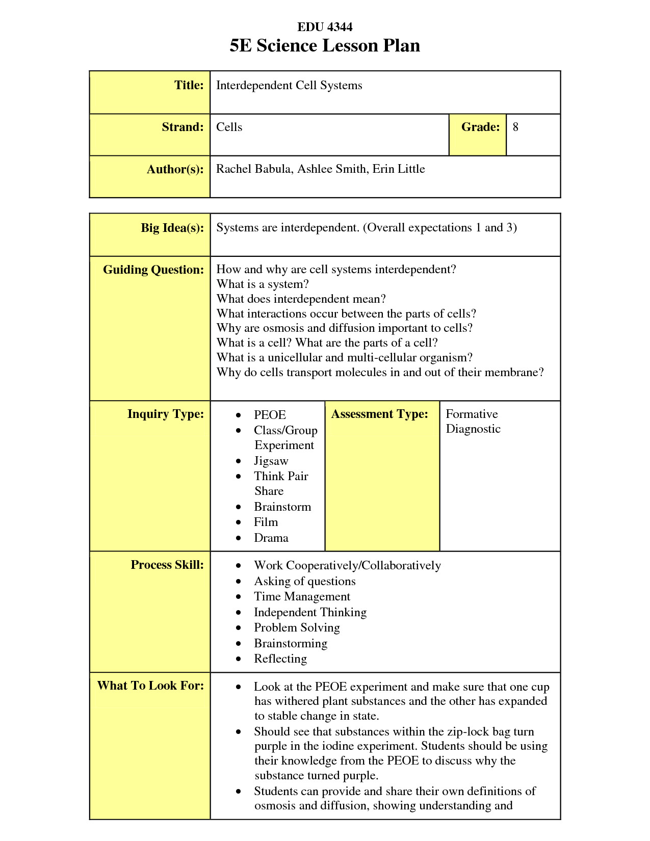 5e Model Lesson Plan Daisy Blake 5e Model Lesson Plan Daisy Blake