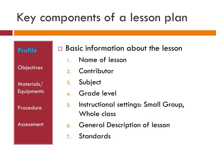 Components Of Lesson Plan Daisy Blake