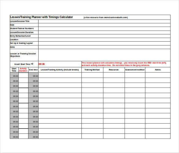 Excel Lesson Plan Template Daisy Blake