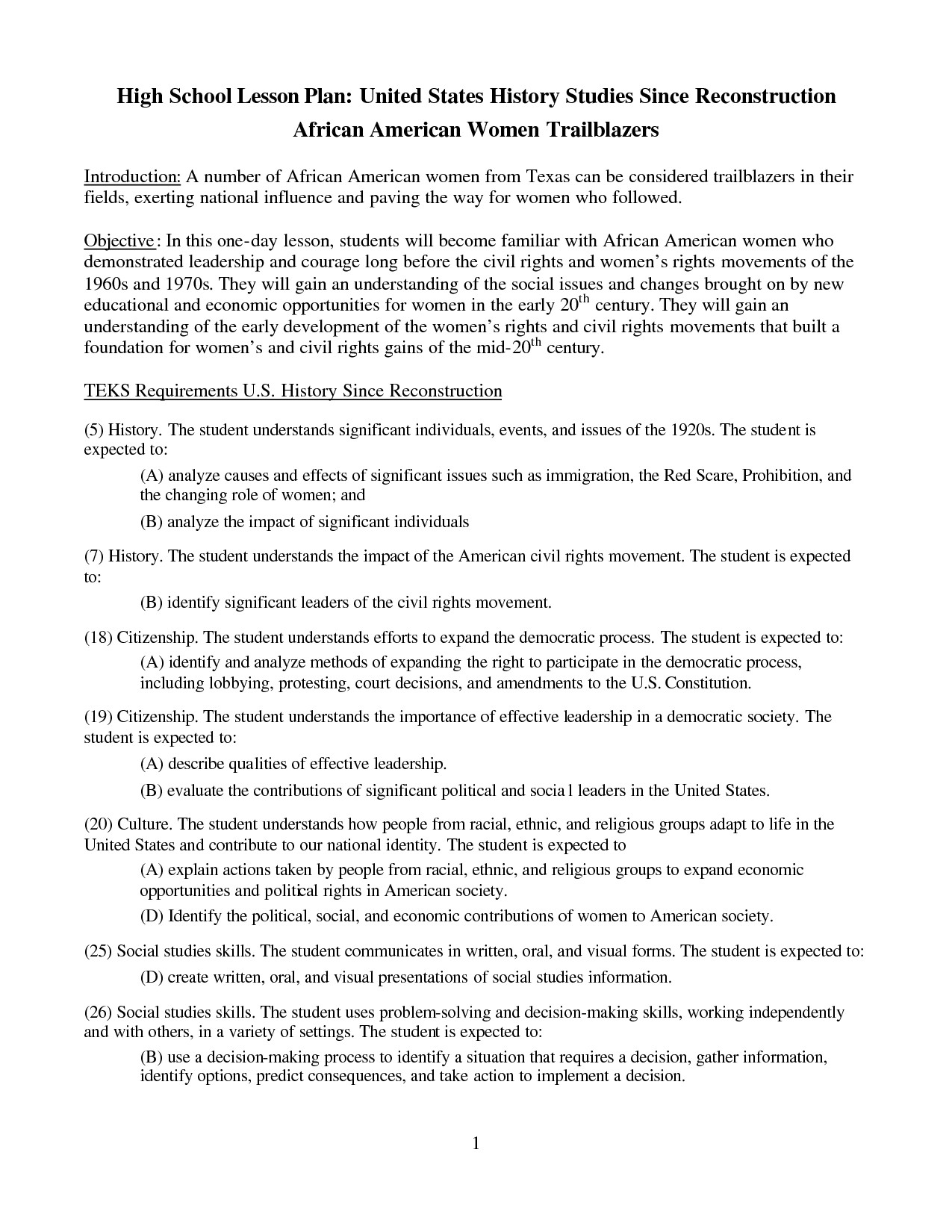 High School History Lesson Plan Daisy Blake High School History Lesson Plan Daisy Blake