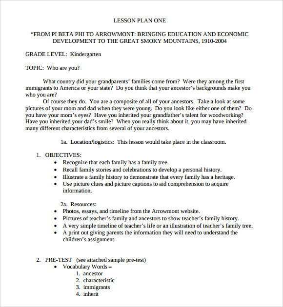 Kindergarten Lesson Plan Example Daisy Blake