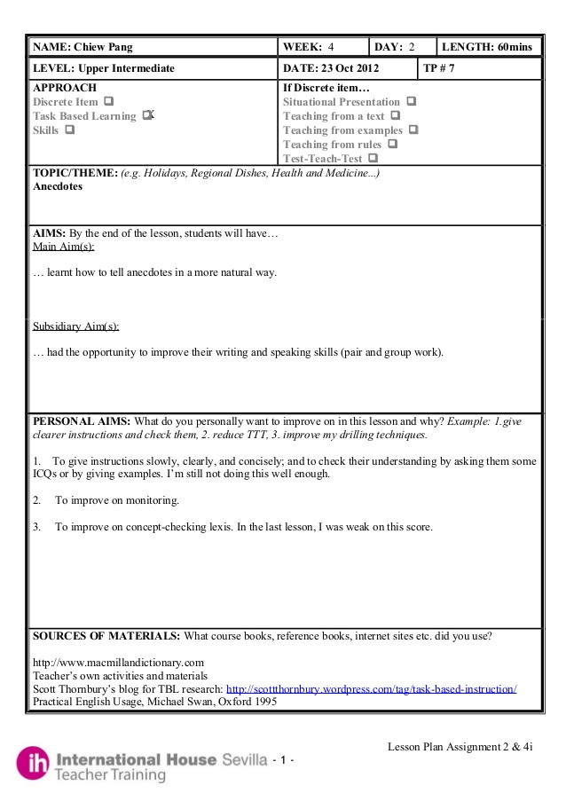 Lesson Plan Objectives Examples Daisy Blake