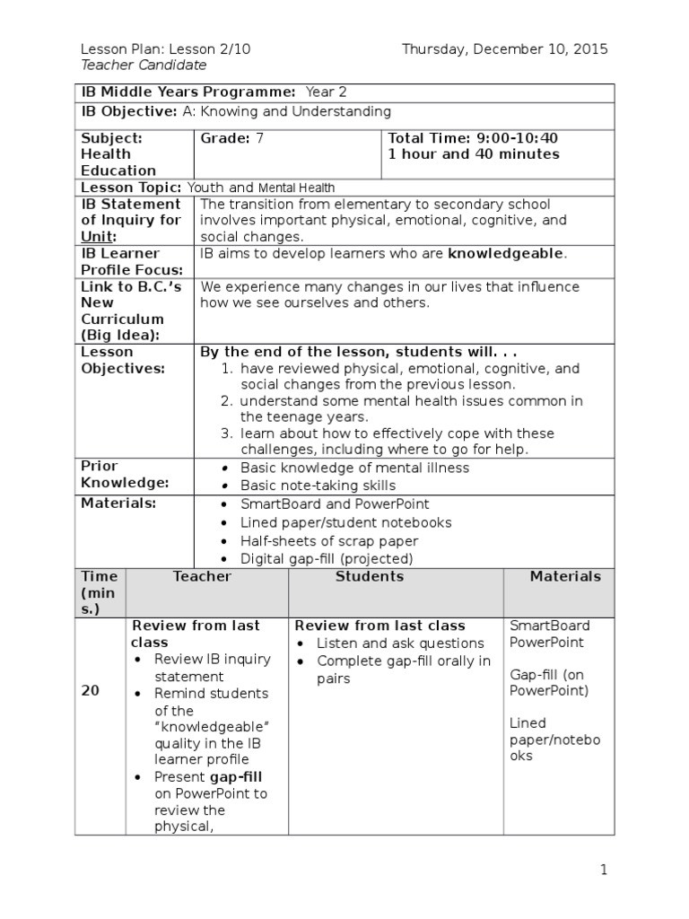 Mental Health Lesson Plans Daisy Blake