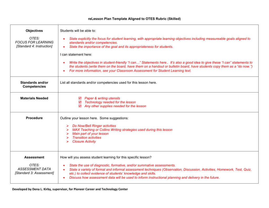 Parts Of Lesson Plan Daisy Blake