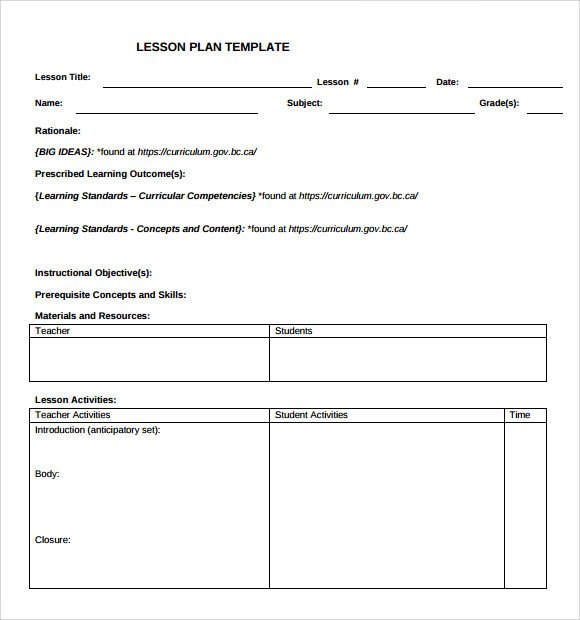 Teacher Lesson Plan Example Daisy Blake