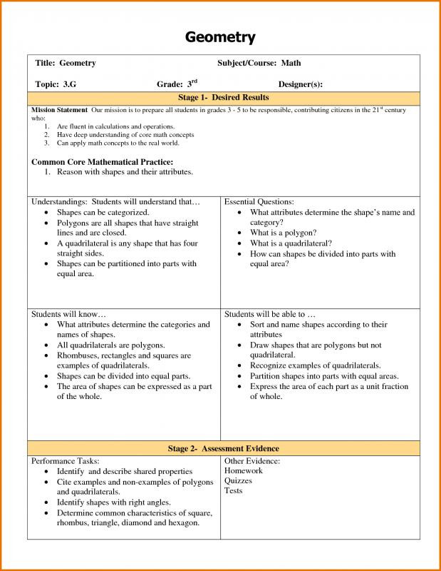 Ubd Lesson Plan Template Fillable Ubd Lesson Plan Template Printable 